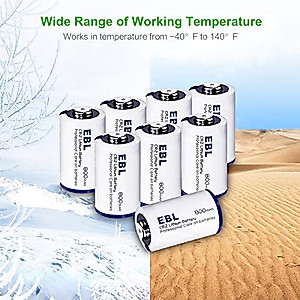 EBL CR2 Lithium Battery, 3 Volt 800mAh Photo Battery for Mini 25, Mini 50, Golf Rangefinder, Flashlight, Electronic Toys, Alarm Systems (CR2-8 Count)