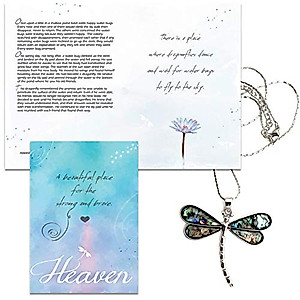 Smiling Wisdom - Heaven Dragonfly Story Greeting Card Gift Set - Abalone Dragonfly Necklace - Loss, Grief, Bereavement or Simple Explanation of Heaven and Earth - Child, Tween, Teen, Girl, Women