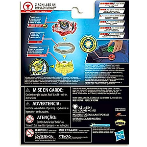 BEYBLADE Burst Slingshock Rip Fire Starter Pack Z Achilles A4: Battling Light-Up Top with Right/Left-Spin Launcher, Age 8+