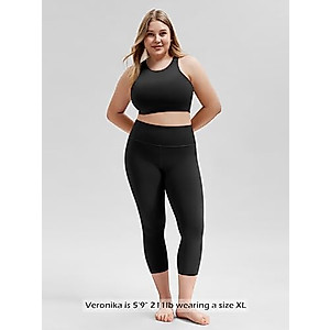 ODODOS ODCLOUD 2-Pack Buttery Soft Lounge Yoga Capris for Women 23" High Waist Non See Through Cropped Leggings, Black+Shaker Beige, X-Small