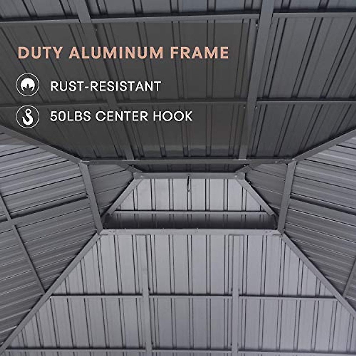 Cloud Mountain Steel Gazebo Hardtop Double Roof Rectangular 10'x12', Black