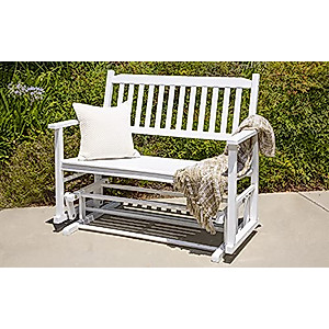 Shine Company 4215WT Torrey Outdoor 2 Person Glider Loveseat | Patio Glider Bench for Indoor/Outdoor – White