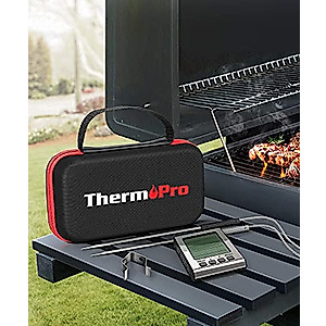ThermoPro TP17H Digital Meat Thermometer with 4 Temperature Probes+Official ThermoPro Carrying Case for TP-16, TP-16S, TP-17,TP-17H