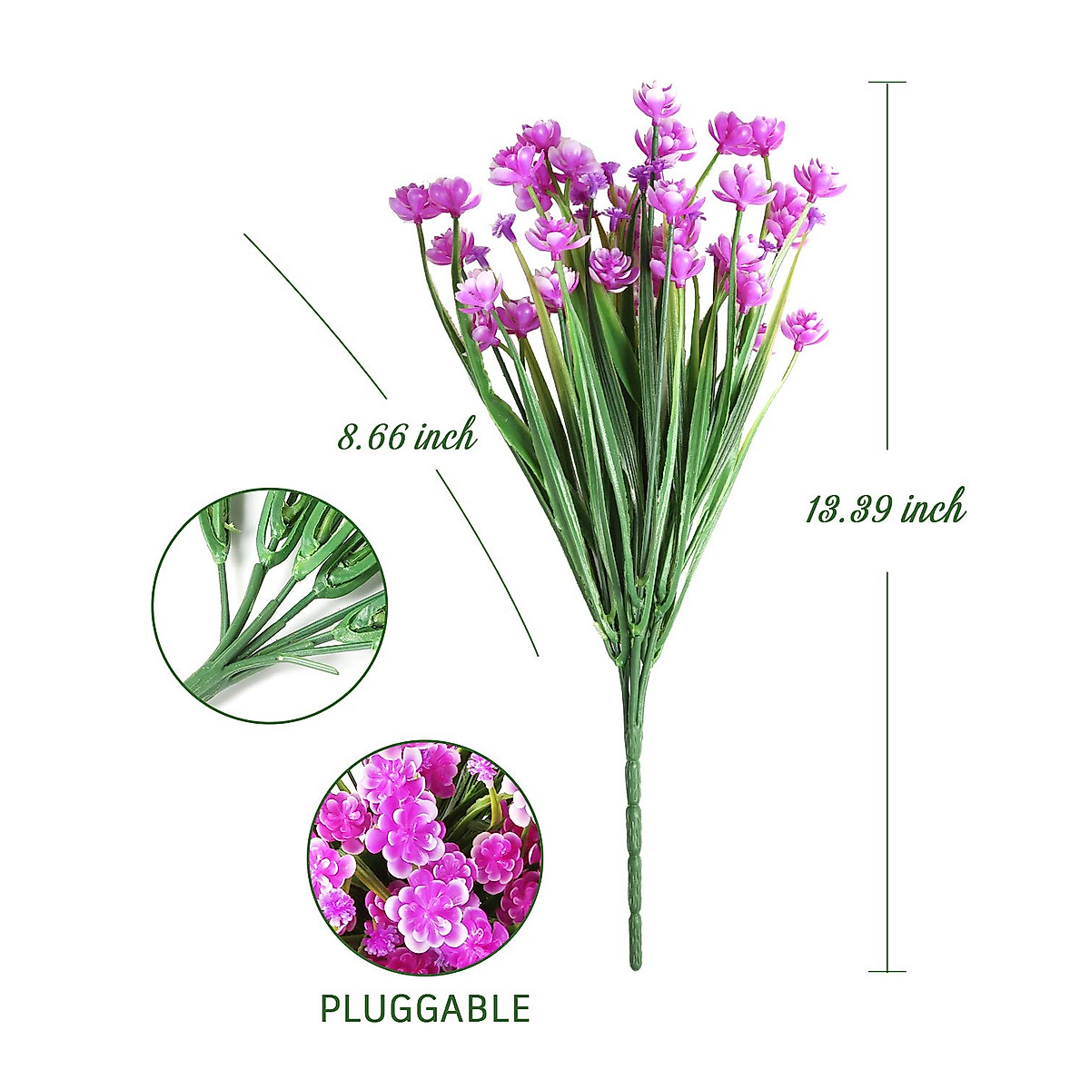 Omldggr 5 Bundles Artificial Flowers Outdoor, Plastic Flowers Faux Greenery Shrubs Plants for Hanging Planter Home Wedding Garden Decor(Purple RED)