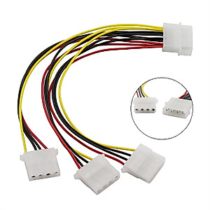 ZRM&E 2pcs 4Pin IDE PSU Power Splitter Cable D Type Large 4P Molex 1 Male to 3 Female Multiplier PC Fan Extension Cable