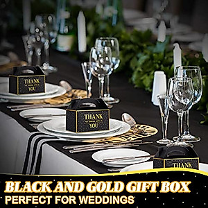 Yahenda 60 Pcs Thank You Gable Treat Boxes Black and Gold Gift Box Thank You Party Favor Boxes Bronzing Small Goodies Gift Wrap Boxes for Birthday Wedding Graduation Party Teacher Appreciation Gifts