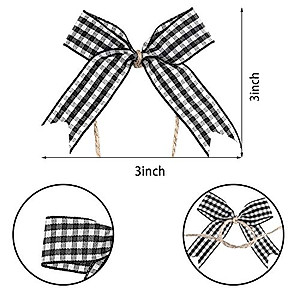 24 Pieces Black and White Plaid Bows Small Buffalo Plaid Decorative Bows for Christmas Tree Farmhouse Decoration Package Supply