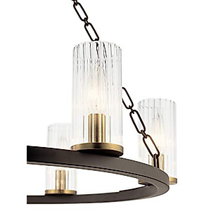 KICHLER Mathias 23" 6 Light Chandelier with Clear Ribbed Glass in Olde Bronze