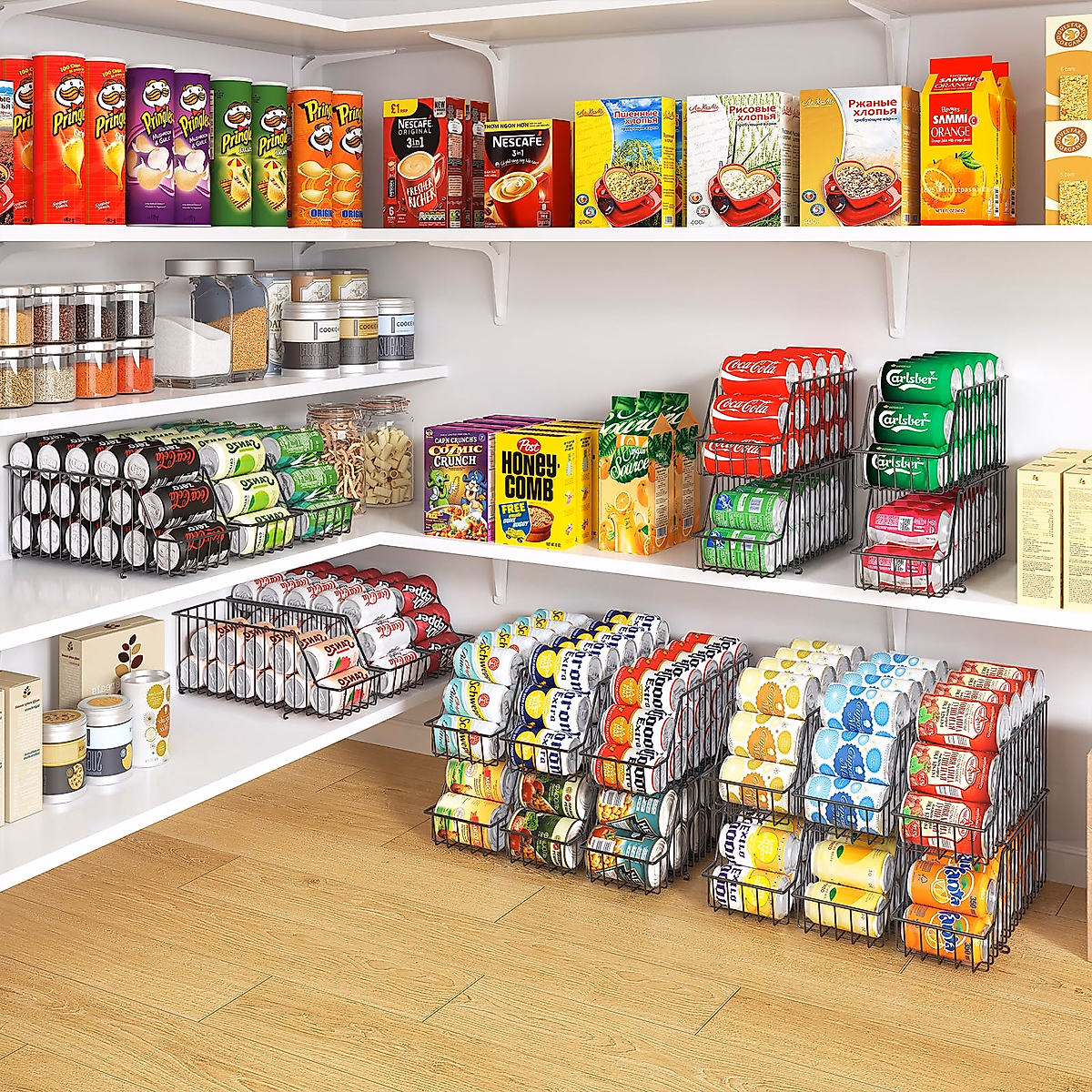 X-cosrack Wall Basket Hanging Basket Storage with 5 S Hooks 3 Label -3Pack, Cabinet Wall Hanging Metal Wire Baskets for Organizing, Extra Large Storage Organization Shelf for Pantry Kitchen Bathroom