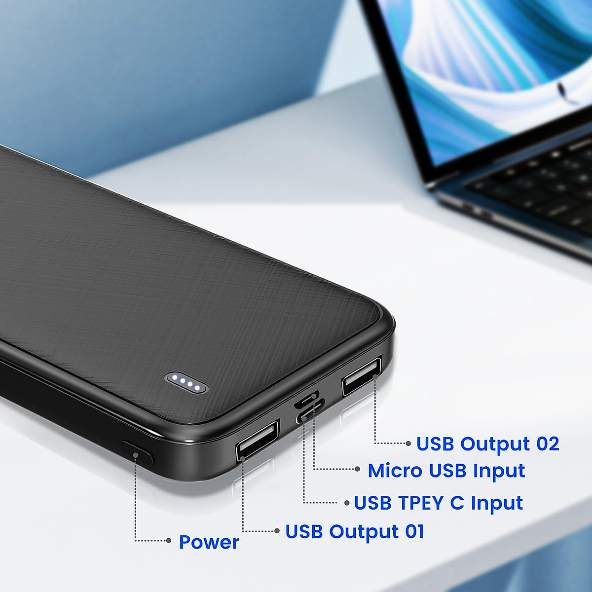 Fast Charging Power Bank 10000mAh, 5V 2.1A Small Portable Charger, USB C Mini Slim Battery Pack Powerbank for iPhone 15 14 13 12 Pro Max, Samsung Galaxy S23 S22 S21, Heated Vest / Jacket / Scarf, etc
