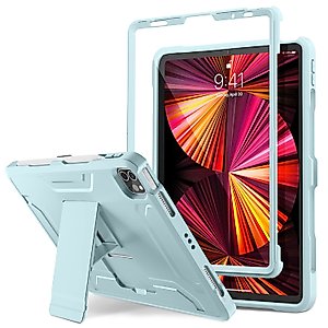DTTO for iPad Pro 11 inch Case 2022(4th Gen)/2021(3rd Gen), [Screen Protector] Dual Layer Full Body Protection Cover with Pencil Holder, Also Fit iPad Pro 11'' 2020&2018/iPad Air 5/Air 4 - Sky Blue