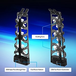 NexiGo PS5 Accessories Cooling Fan [Auto On/Off] with LED Light, for Both Disc and Digital Editions, Efficient Cooling System, Compatible with Horizontal Stand For Gaming Console