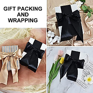 TONIFUL Black Satin Ribbon 3 Inch X 25yds Solid Silk Ribbons for Gift Wrapping, Craft, Floral Bouquets, Valentine's Day Christmas Gift Wrapping, Party Wedding Decoration
