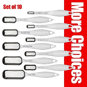 CATOOMUU Measuring Spoons Set of 10, Heavy Duty Stainless Steel Metal Teaspoons Tablespoons, for Dry or Liquid