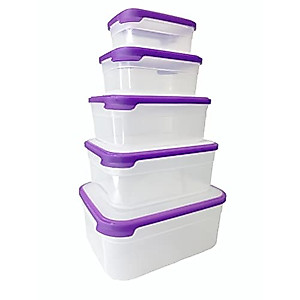 HELSIM Purple 10-Piece Containers Set with Lids for Storage, Lunch, and Meal Prep, Dishwasher & Microwave Safe