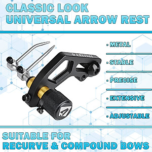 ZSHJGJR Classic Archery Arrow Rest - Arrow Launcher Rest for Compound Bow & Recurve Bows Dual Use, Lightweight Aluminum Arrows Rest, Beginners Right/Left Hand Archers for Hunting & Target Shooting