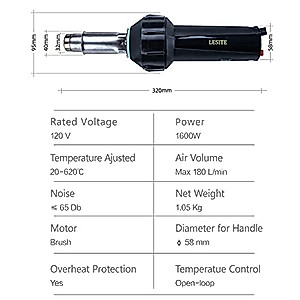 1600W Plastic Hot Air Welding Gun Hand Heat Welder Sodering Air Gun Hot Air Tool LST1600E Lesite New Launching (Speed Welding)
