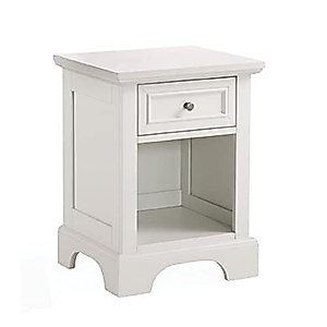 Home Styles Naples White Nightstand with Drawer, Mahogany Hardwood Solids and Engineered Woods, and Open Storage Space