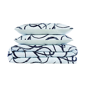 Christian Siriano NY Mimic Collection, 3 Piece Duvet Set - Full/Queen, White/Black