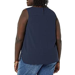 Amazon Essentials Women's Regular-Fit Sleeveless Layering Tank Top Crew Neck, Navy, Large