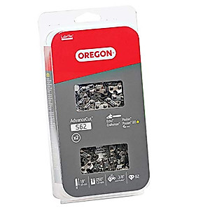 Oregon S62 AdvanceCut Chainsaw Chains 2-Pack, for 18-Inch Bar, 62 Drive Links, 2x Replacement Chainsaw Blades, .050 Inch Gauge, 3/8 Inch Pitch, fits Craftsman, Atlas, Homelite, Ryobi, Ego & More