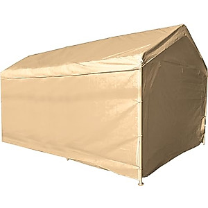 10'x20' Tan Canopy Carport Cover Set with Valanced Top All 4-Side Walls and Top (5 Pcs Tarps Set, No Frame)