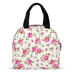 Roses Lunch Bag for Women Men, Insulated Meal Bag, Lunch Tote Bag for Work Outdoor