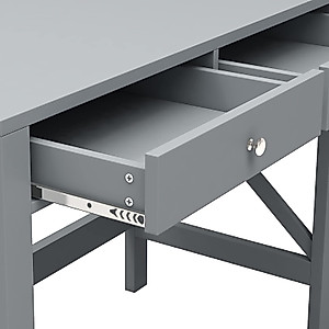 ChooChoo Home Office Desk Writing Computer Table Modern Design Desk with Drawers (Grey)