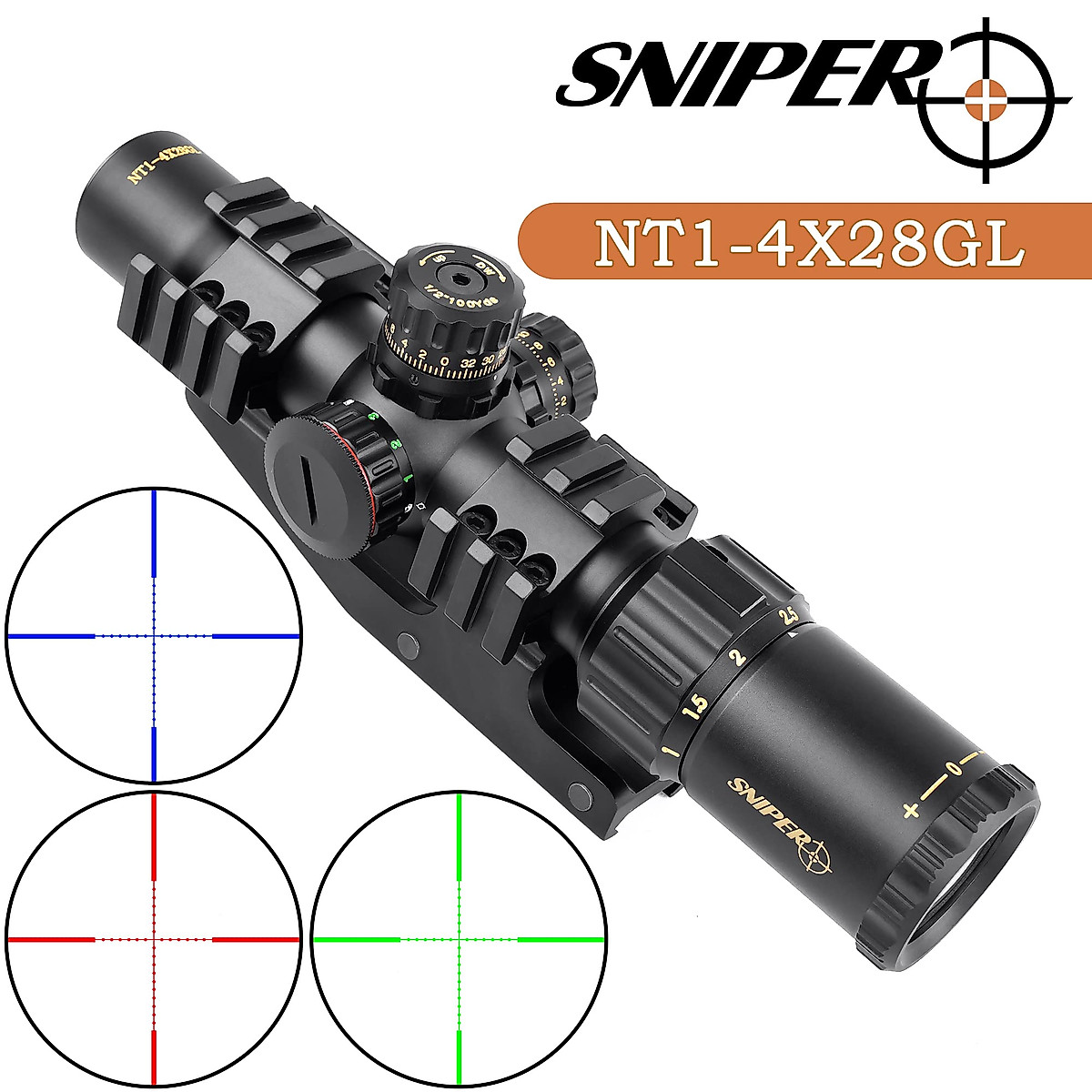 SNIPER NT 1-4X28 Scope R/G/B LPVO Rifle Scope