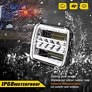 Nicoko H6054 Led Headlights 5x7 7x6 Led Headlamp High/Low Sealed Beam with RGBW Halo Function for Wrangler Cherokee YJ XJ Ford E250 GMC Dodge Truck Van with H4 Plug pack 2