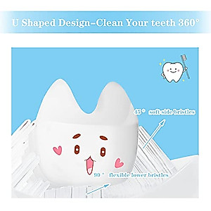 BIOSON 4 Packs Kids U Shaped Toothbrush with Silicone Bristles Massage Toddler Toothbrush, 360° All-Round Oral Cleaning Tooth Brush Whole Mouth U-Shaped Training Toothbrushes for Kids Childrens