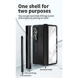 WenKa Plating Leather Case for Samsung Galaxy Z Fold 4 3 2 5 G Magnetic Kickstand Carbon Fibe Screen Protector Phone Cover,Carbon White,for Galaxy Z Fold 5