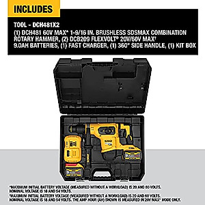 DEWALT 60V MAX Cordless Hammer Drill Kit, 1-9/16 in., (2) FLEXVOLT Batteries & Charger Included (DCH481X2)
