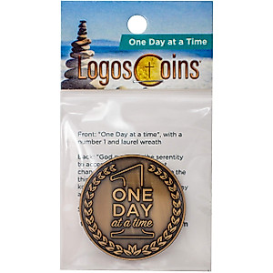 Serenity Prayer and One Day at a Time Coin, Bulk Pack of 10 Recovery Chip Pocket Tokens for AA, Antique Gold Plated Recovery Challenge Coin, Gift of Peace and Sobriety