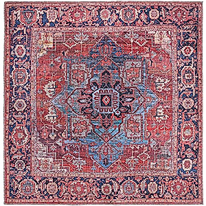 Rugs.com Maahru Collection Washable Rug Square Rust Red Low-Pile Rug Perfect for Living Rooms, Kitchens, Entryways, 5 ft 3 Square