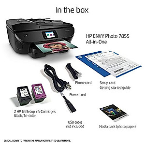 HP ENVY Photo 7855 All In One Photo Printer with Wireless Printing, Instant Ink Ready (K7R96A) (Renewed)