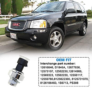 Engine Oil Pressure Sensor Switch Replaces D1846A Compatible with Chevy Silverado Suburban Tahoe GMC Yukon Impala Pontiac G8 12677836,12616646, 12677836,12573107, 12562230,12614969, 12569323