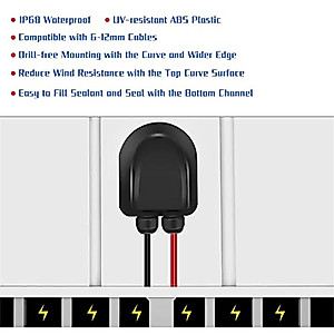 ILSSLI Solar Cable Entry Gland Waterproof Double Cable Connector Cover Solar Photovoltaic Junction Box Plastic Bracket Curved ABS Dual Wire Entry Housing for Solar Panels of RV, Caravan Boat