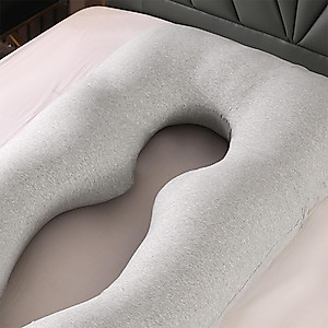 Pregnancy Body Pillows for Sleeping, Shredded Memory Foam U Shaped Full Body Pillow for Adults, Maternity Pillows for Women, Support Neck, Back, Belly, Legs, Hip, Removable Cover(Light Grey)