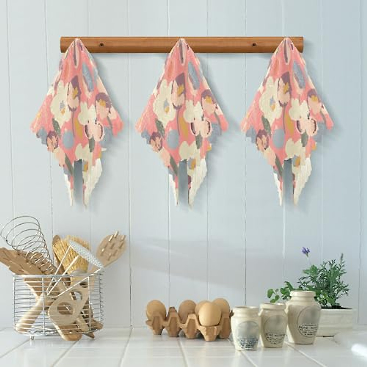 Seamless Pattern Colorful Abstract Flowers Towels for Drying Dishes Design Tea Towels for Kitchen Terry Dish Cloths for Kitchen Turkish Hand Towels Kitchen