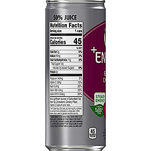 V8 +Energy, Healthy Energy Drink, Natural Energy from Tea, Black Cherry, 8 Ounce Can (Pack of 24)