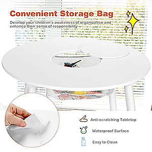 Costzon Kids Table and Chair Set, Wood Activity Table w/Center Mesh Storage, Children Furniture Gift for Boys & Girls, Ideal for Arts, Crafts, Snack Time, Homework, Toddler Table and Chair Set, White