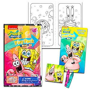 Viacom Spongebob Squarepants Mini Party Favors Set for Kids - Bundle with 24 Mini Spongebob Grab n Go Play Packs with Coloring Pages, Stickers and More (Spongebob Birthday Party Supplies)