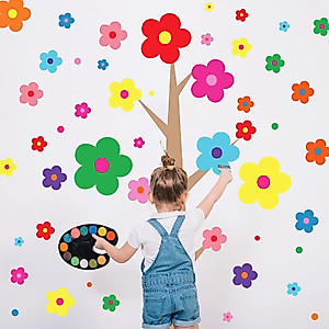 Glow in The Dark Y2k Cute Flowers Wall Decals，Glowing Luminous Colorful Floral Wall Stickers Colorful Removable self-Adhesive Flower Decals for Girls Bedroom Kids Baby Nursery Living Room Decoration