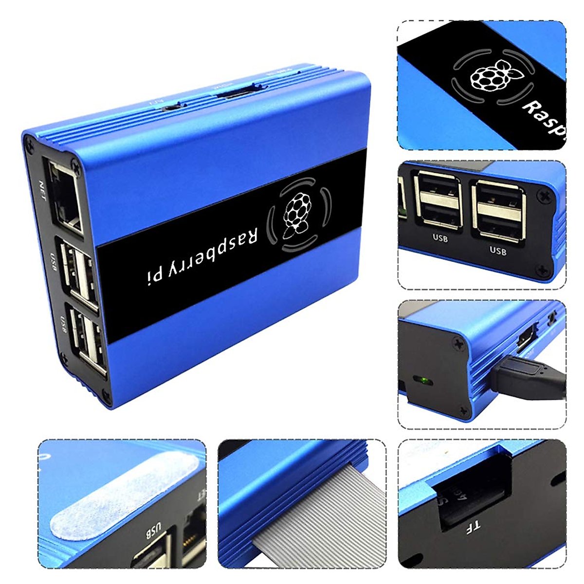 Premium Raspberry Pi Case Aluminum with Fan for Raspberry Pi 3B+/3/2B (Blue)