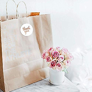 Yipmai Thank You Stickers Roll, 500PCs Round Thank You Stickers for Business with Rose Gold Letters, Decorative Sealing Labels for Greeting Cards, Flower Bouquets, Weddings, Parties (White-Rose Gold)