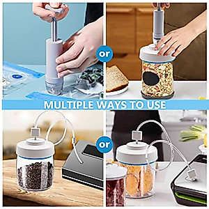 Jar Sealer for Mason Jars and Accessory Hose Compatible with FoodSaver Vacuum Sealer ,Food Saver Jar Sealer Attachment Kit for Regular & Wide Mouth Canning Jars ,with Manual Portable Vacuum Pump and Lid Opener