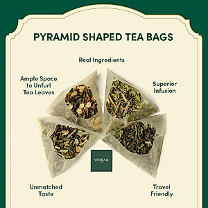 VAHDAM, Assorted Green Tea Sampler Gift Set (15 Flavors, 15 Count) Gluten Free, Non GMO | Tea Variety Pack - Long Leaf Pyramid Green Tea Bags Variety Pack | Gifts For Him/Her | Gifts for Women & Men