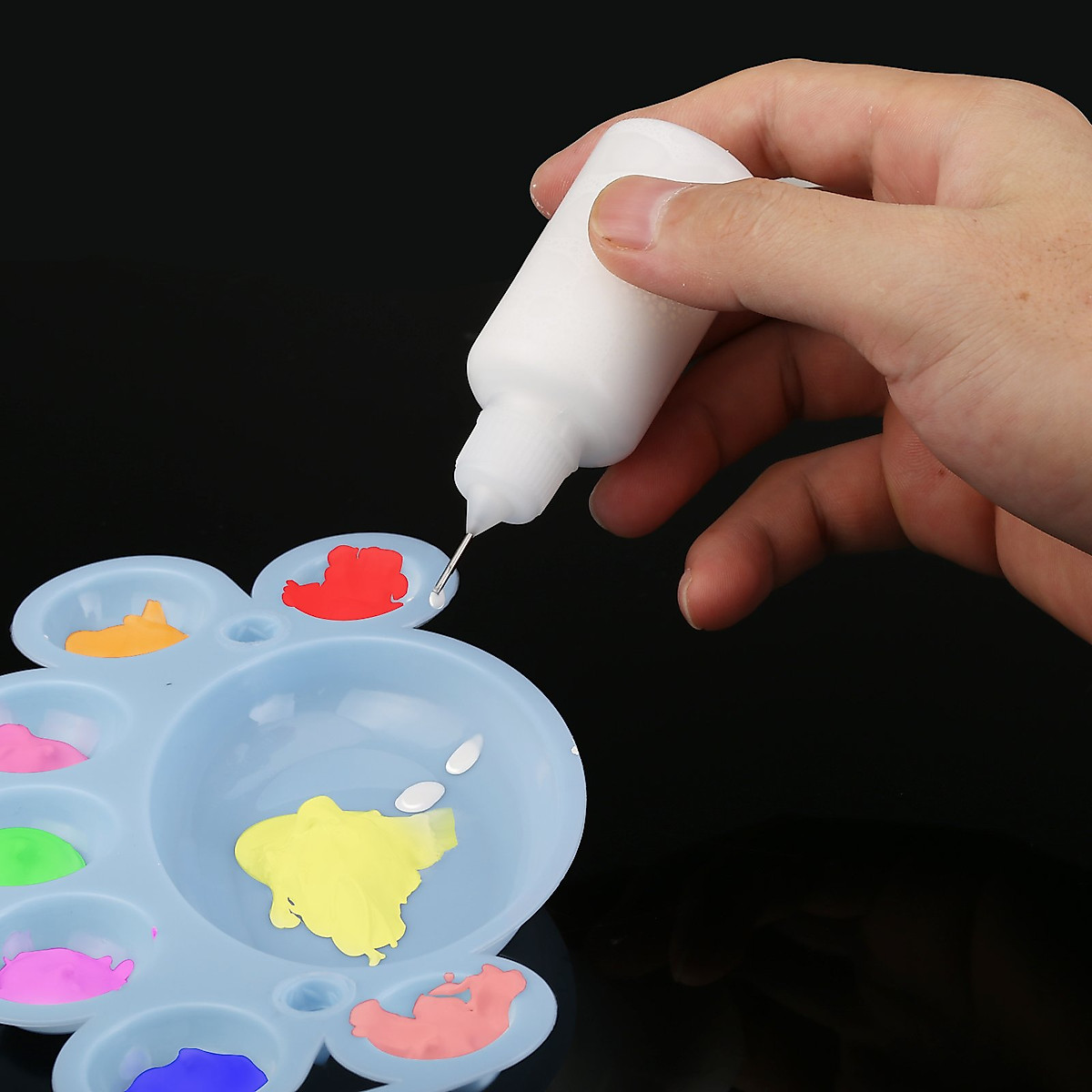 Precision Tip Applicator Bottle KAKOO 14 Pack 30ml / 1 Ounce Quilling Tool Glue Plastic Liquid Dropper Bottles for DIY Craft Painting With 5 Pcs Mini Plastic Funnel and Address Labels (B-Mixed)