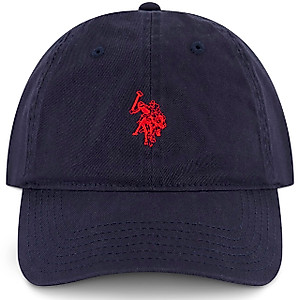 U.S. Polo Assn. mens U.s. Polo Assn. Washed Twill Cotton Adjustable Hat With Pony Logo and Curved Brim Baseball Cap, Navy Blue, One Size US